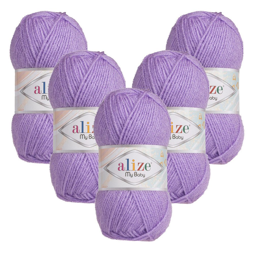 Alize 5 x ALIZE My Baby Häkelwolle, 750 m, Handstrickgarn,Für Allergiker,Yarn